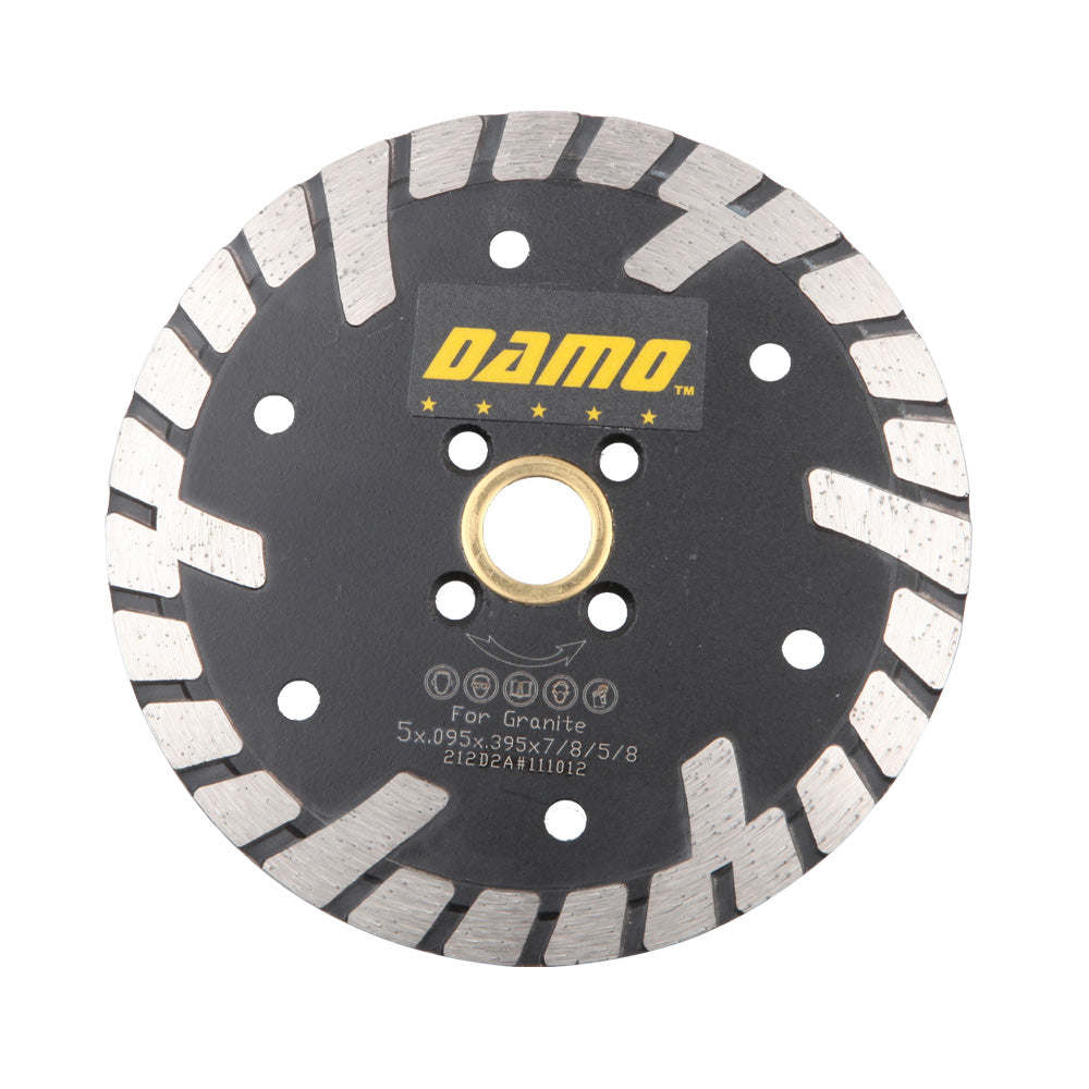 5" Premium Dry or Wet Cutting Turbo Rim Diamond Saw Blade, with 7/8" o ...